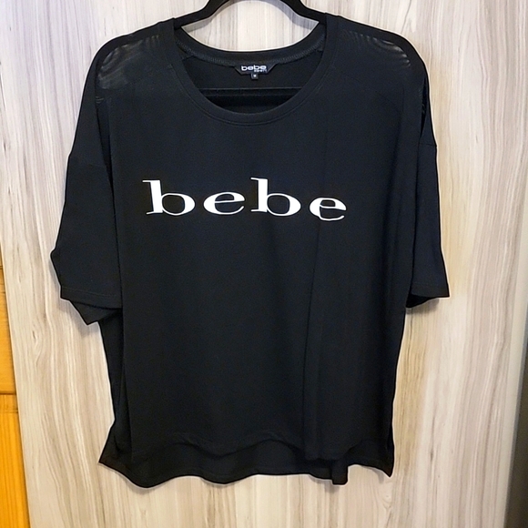 Tops | Bebe Top W Shear Shoulders | Poshmark